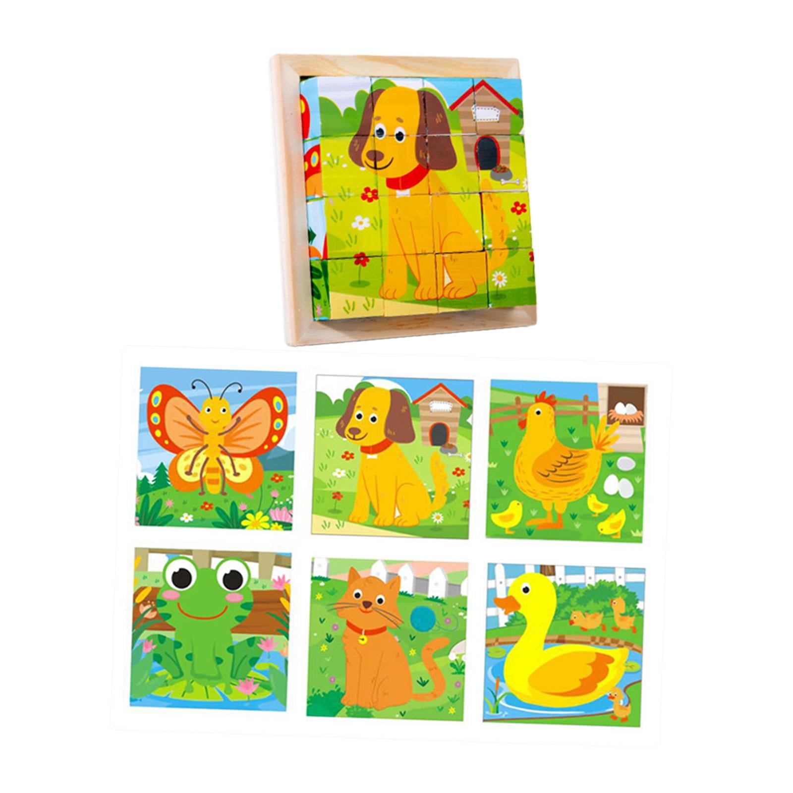 PETSOLA Six Sided Wooden Blocks Puzzles Gifts for Girls, Boys Kids ...