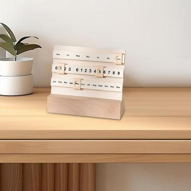 PETSOLA Sliding Wooden Calendar, DIY Moving Wooden Block Calendar ...