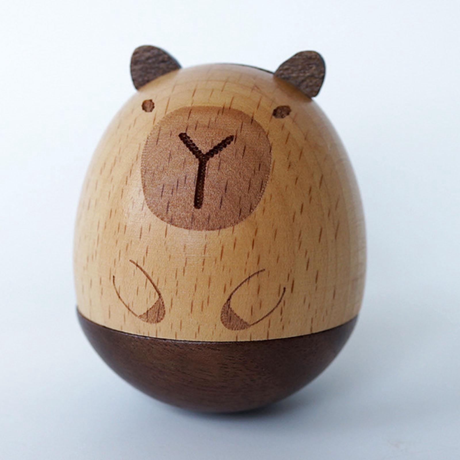 PETSOLA Tumbler Toy Wooden Self Righting Doll,Cute, Figures,Small ...