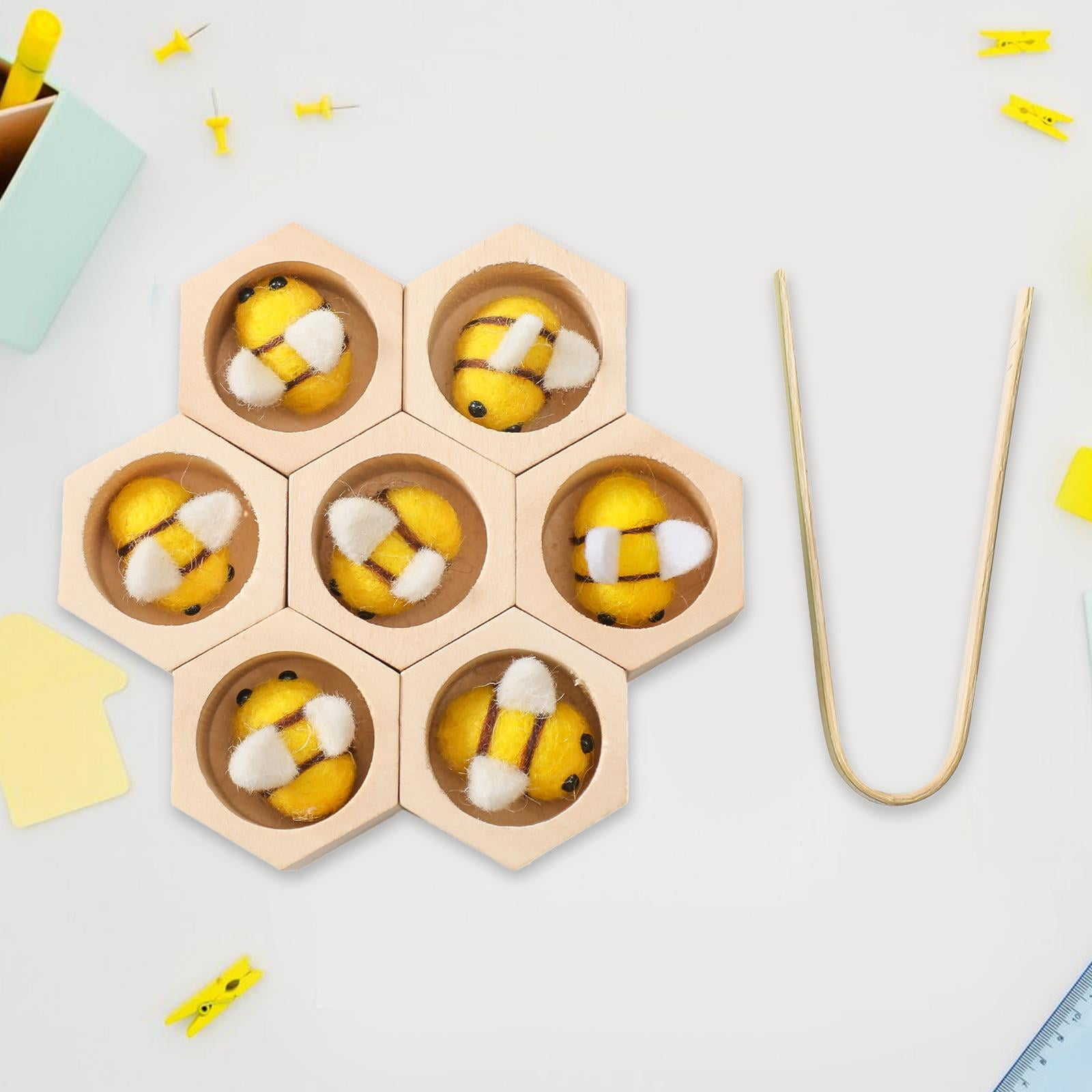PETSOLA Wood Beehive Toy Sorting Stacking Wooden Toy, Preschool ...