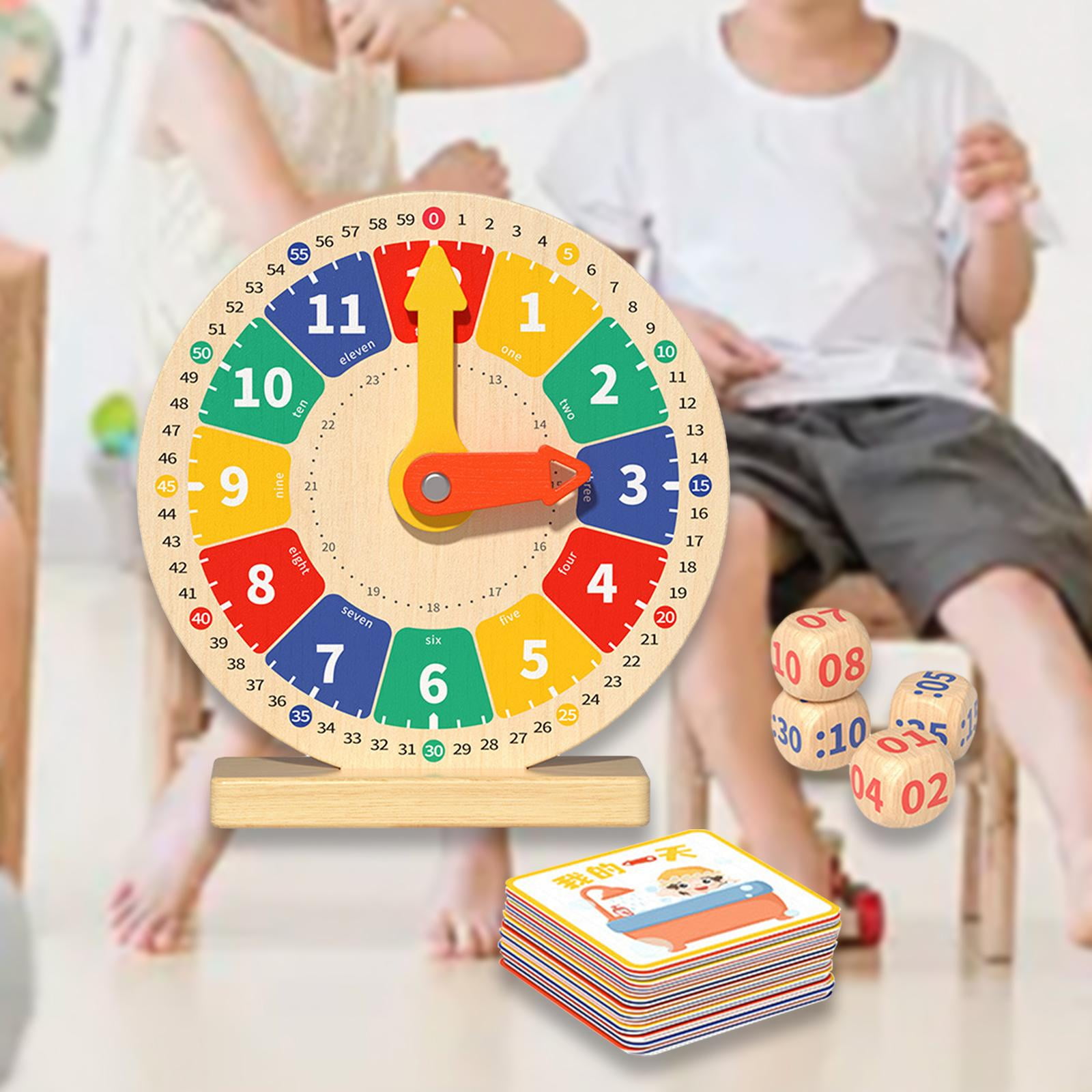PETSOLA Wooden Clock Kids Toy Teaching Clocks for Kids for Clocks ...