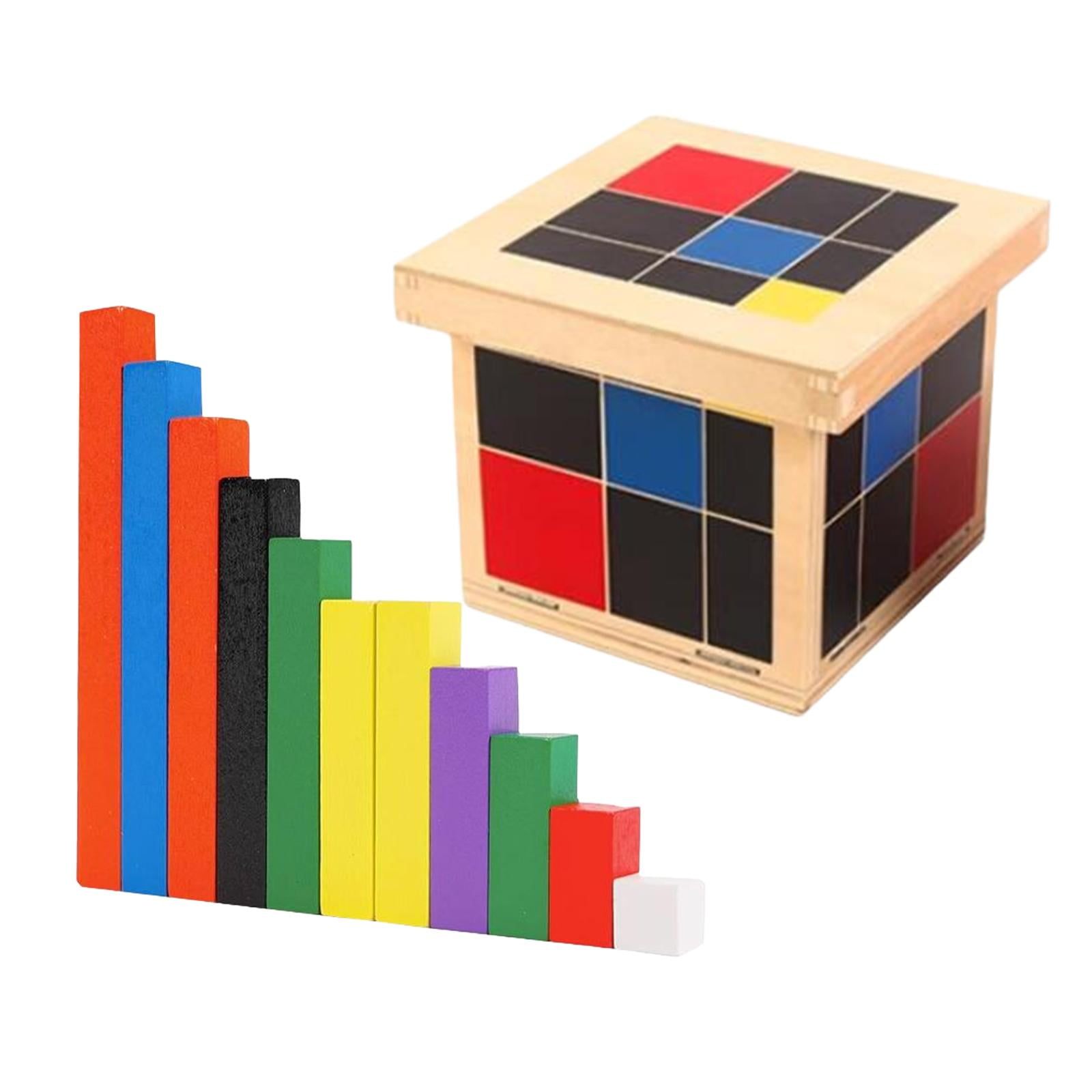 PETSOLA Wooden Cube Toy, Montessori Math Materials with Wooden Sticks ...