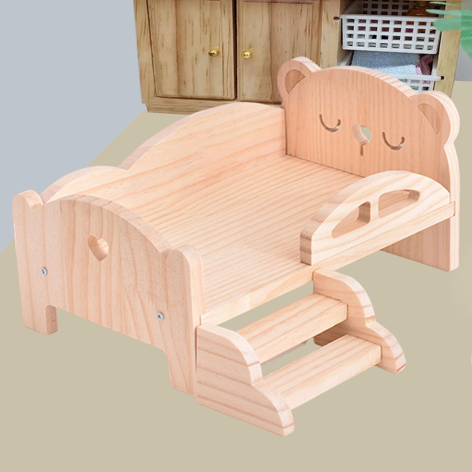 PETSOLA Wooden Miniature Bed Simulation for BJD Dolls Photo Props ...