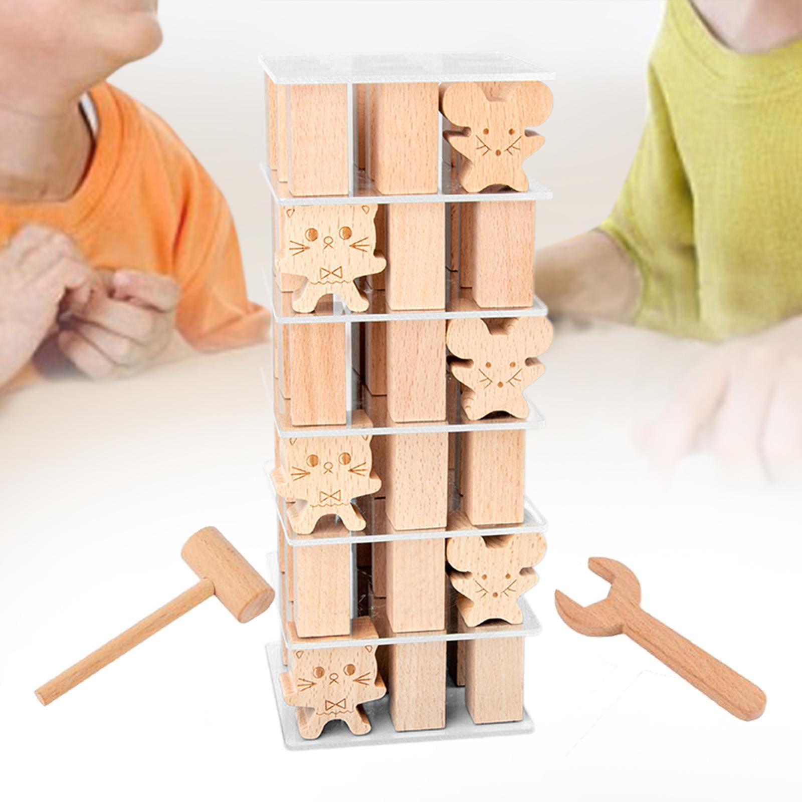 PETSOLA Wooden Stacking Game, Tumbling Stacking Blocks Game ...