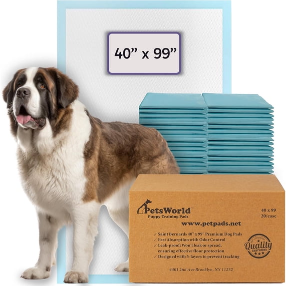 PETSWORLD Extra Large Training Puppy Pads, 40"x99", 10 Count, 5-Layer ...