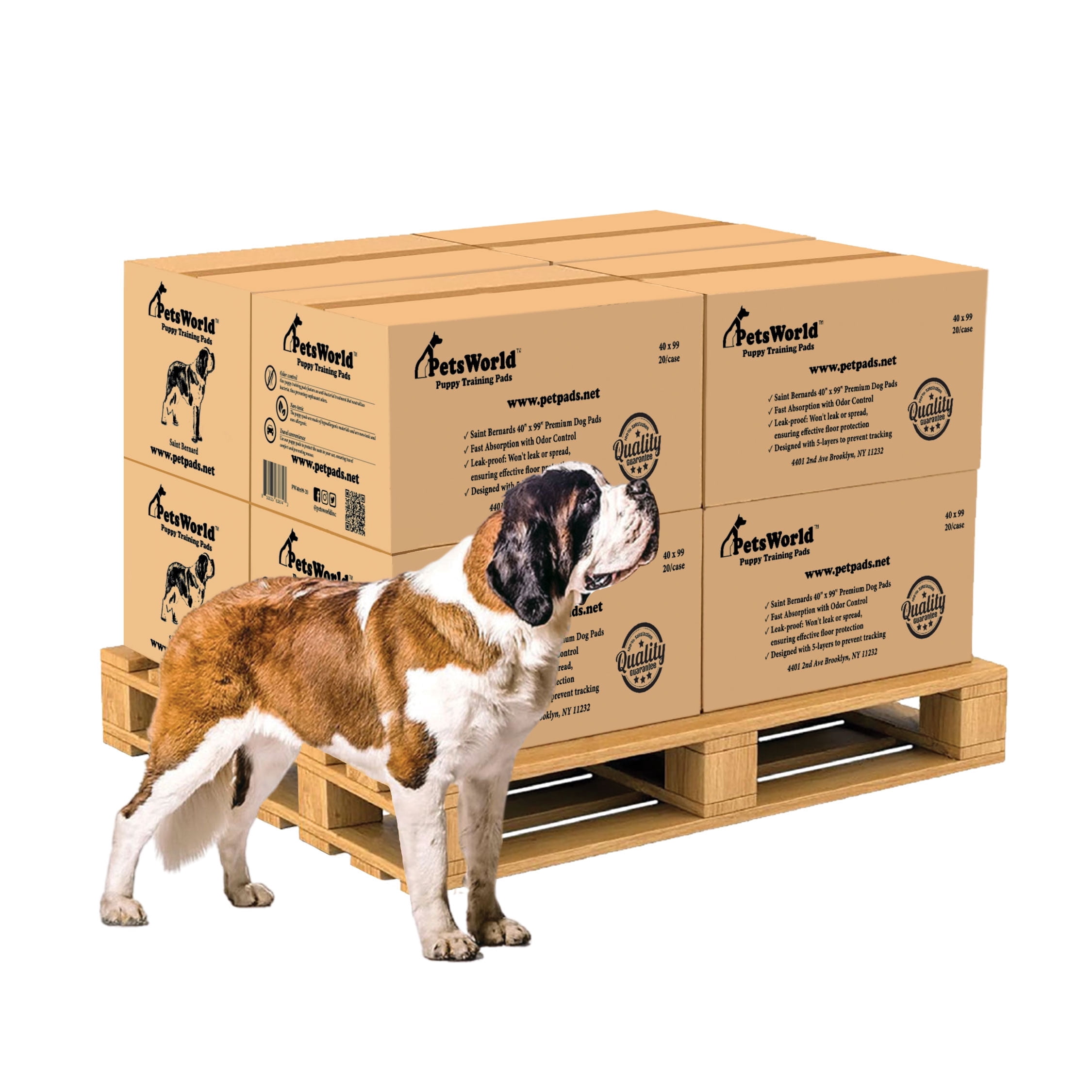 PETSWORLD 4XL Gigantic Dog Pee Pads, 40"x99", 160 Count, with Adhesive ...