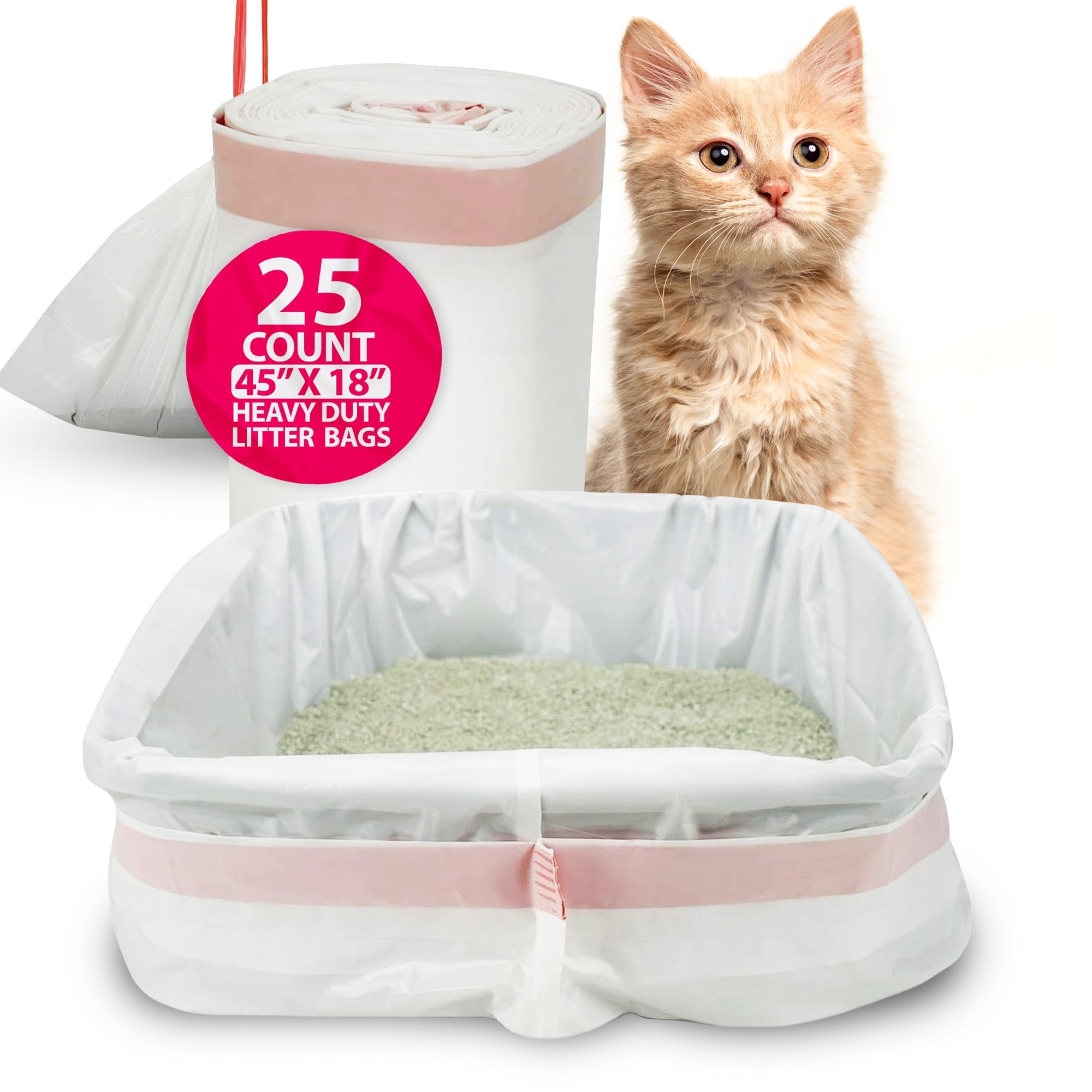PETSWORLD Disposable Jumbo Cat Litter Box Liners, 45x18 Inches, 25 ...