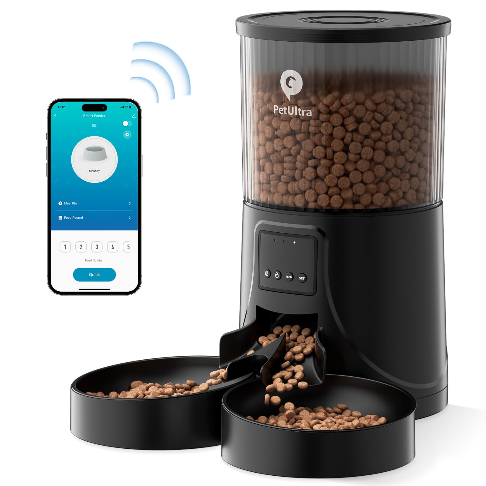 PETULTRA Feeder Automatic for 2 Cats: Automatic Feeder WiFi 2.4G- Time ...