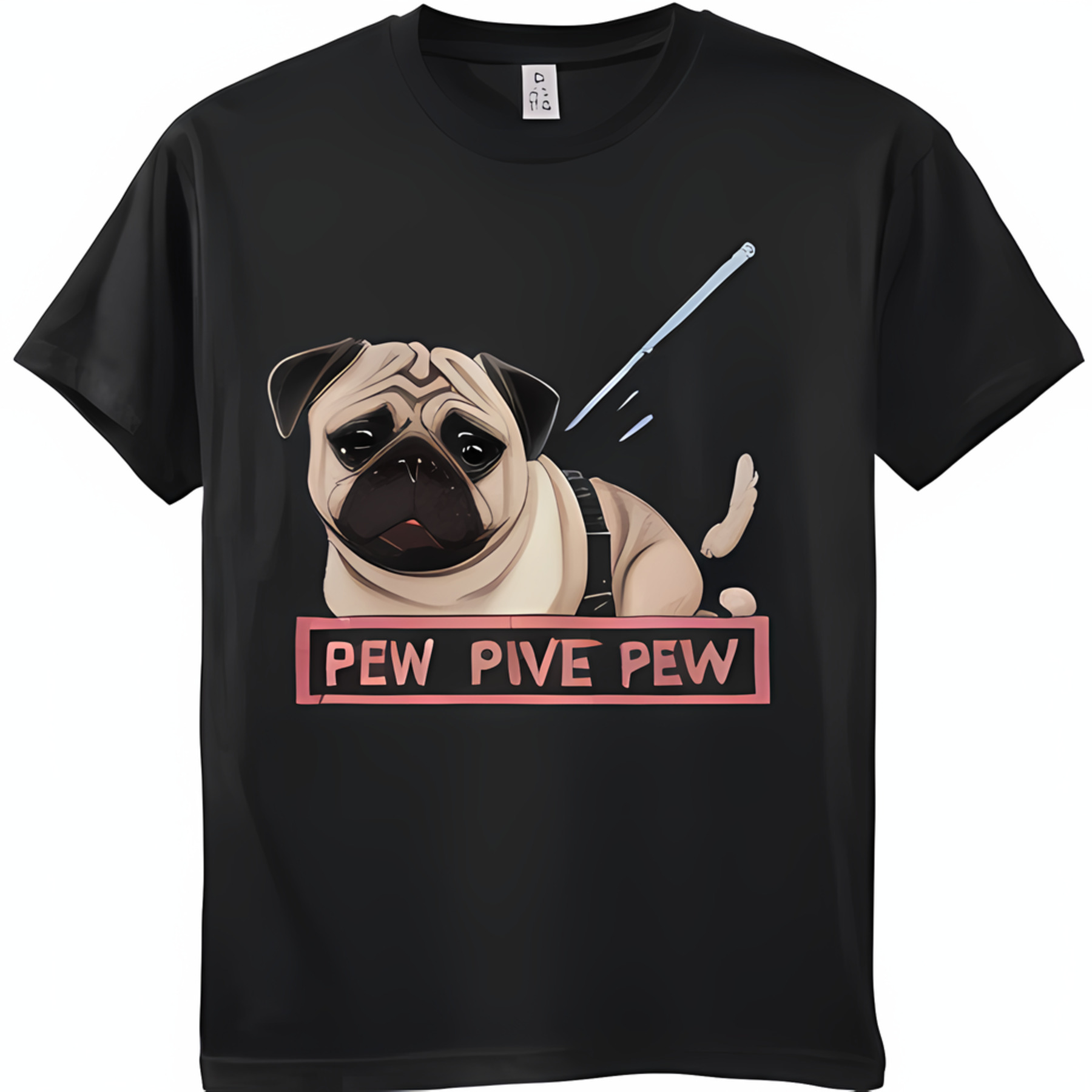 PEW_render Comic Kanji Logo & Japanese Pug Art T-Shirt Style Anime ...