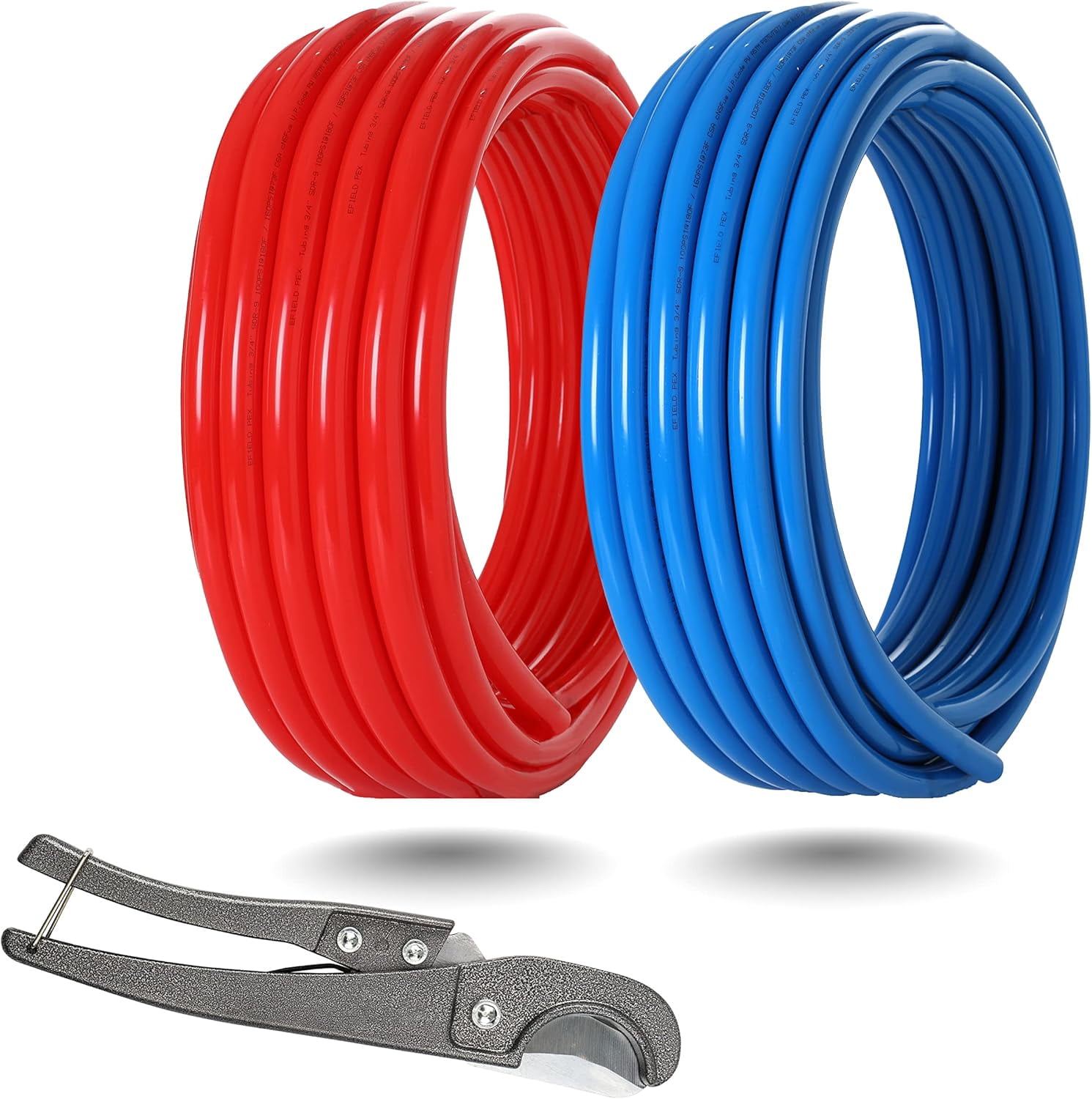 PEX-B Pipe,1/2 Inch 2 Rolls Blue & Red Each 100 Feet (200 ft) Length ...