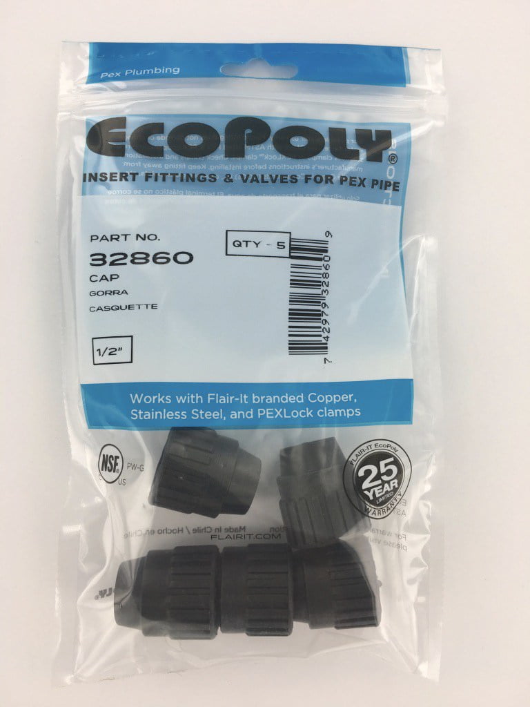 PEX Cap 1/2" FPT Self Sealing 5-Pack - Walmart.com