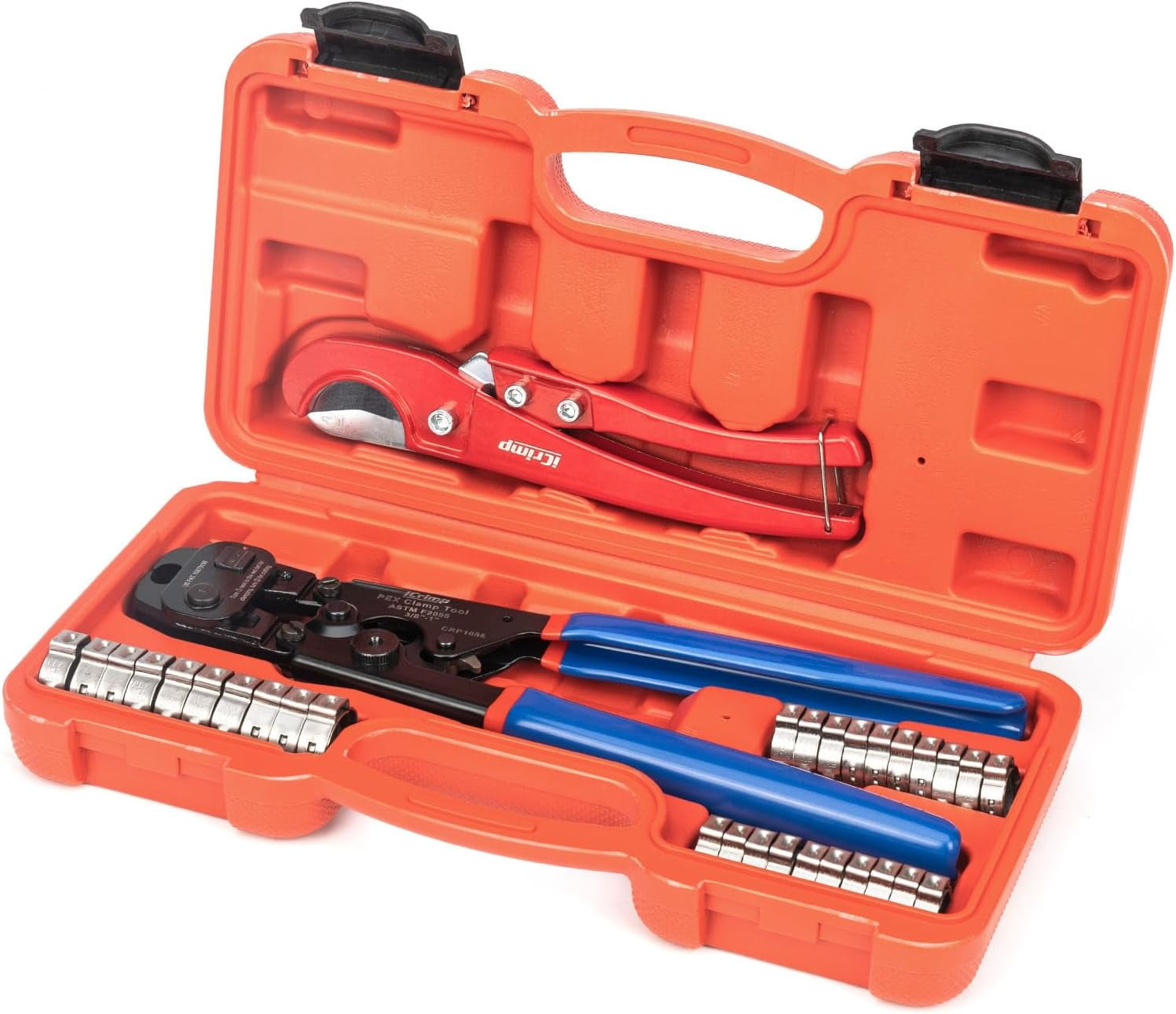 PEX Clamp Tool Kit or 3/8-in, 1/2-in, 3/4-in, 1-in Cinch & Removal, c/w ...