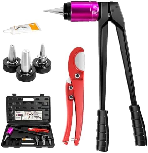 PEX Expansion Tool Kit, 1/2'' 3/4'' 1'' PEX Expansion Heads with Cutter ...