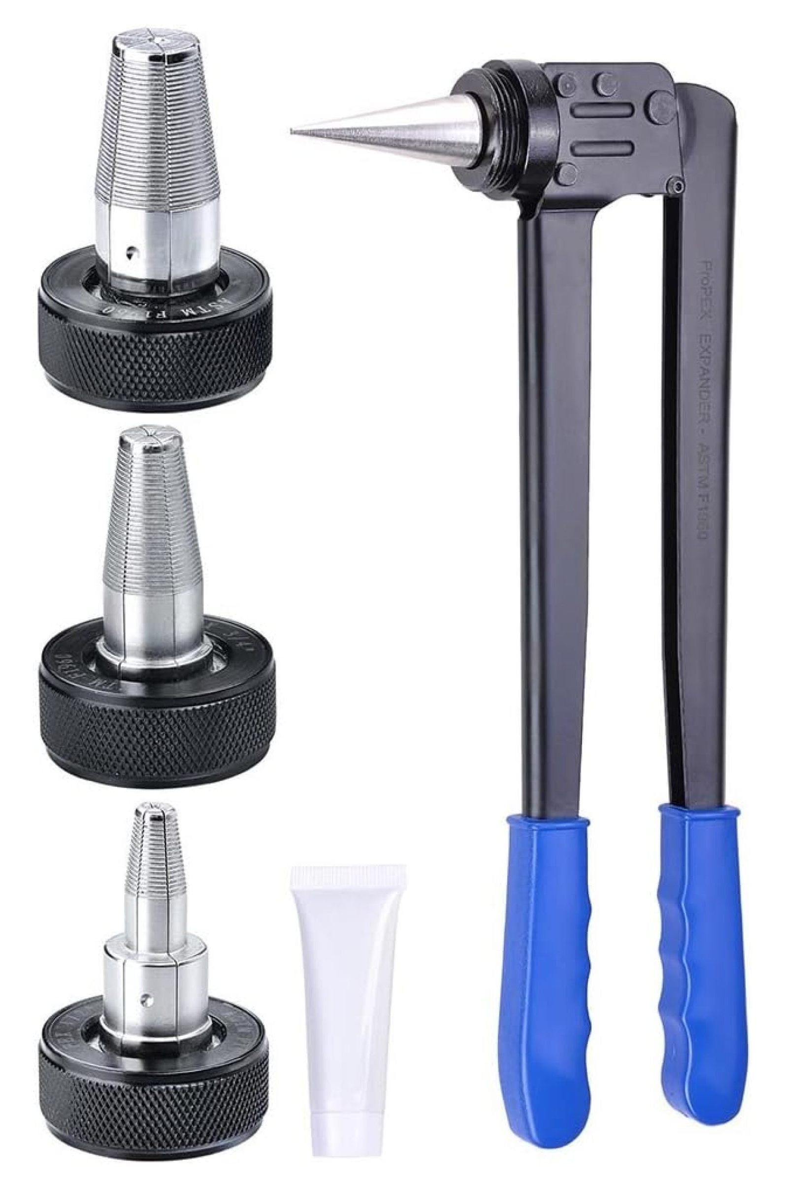 PEX Expansion Tool Kit Tube Expander with 1/2", 3/4”, 1” Expander Heads ...