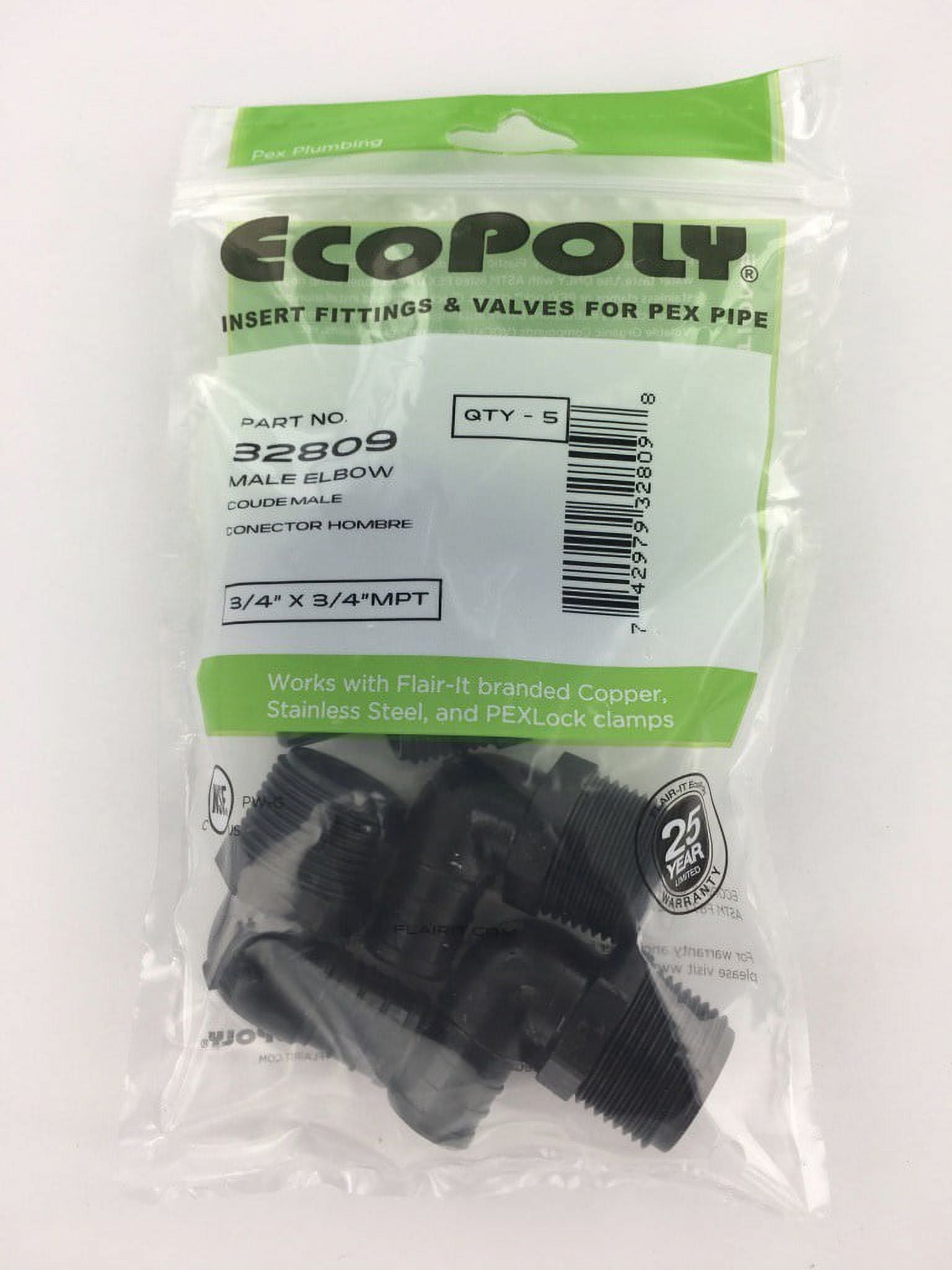 PEX Male Elbow 3/4" x 3/4" MPT 5-Pack - Walmart.com