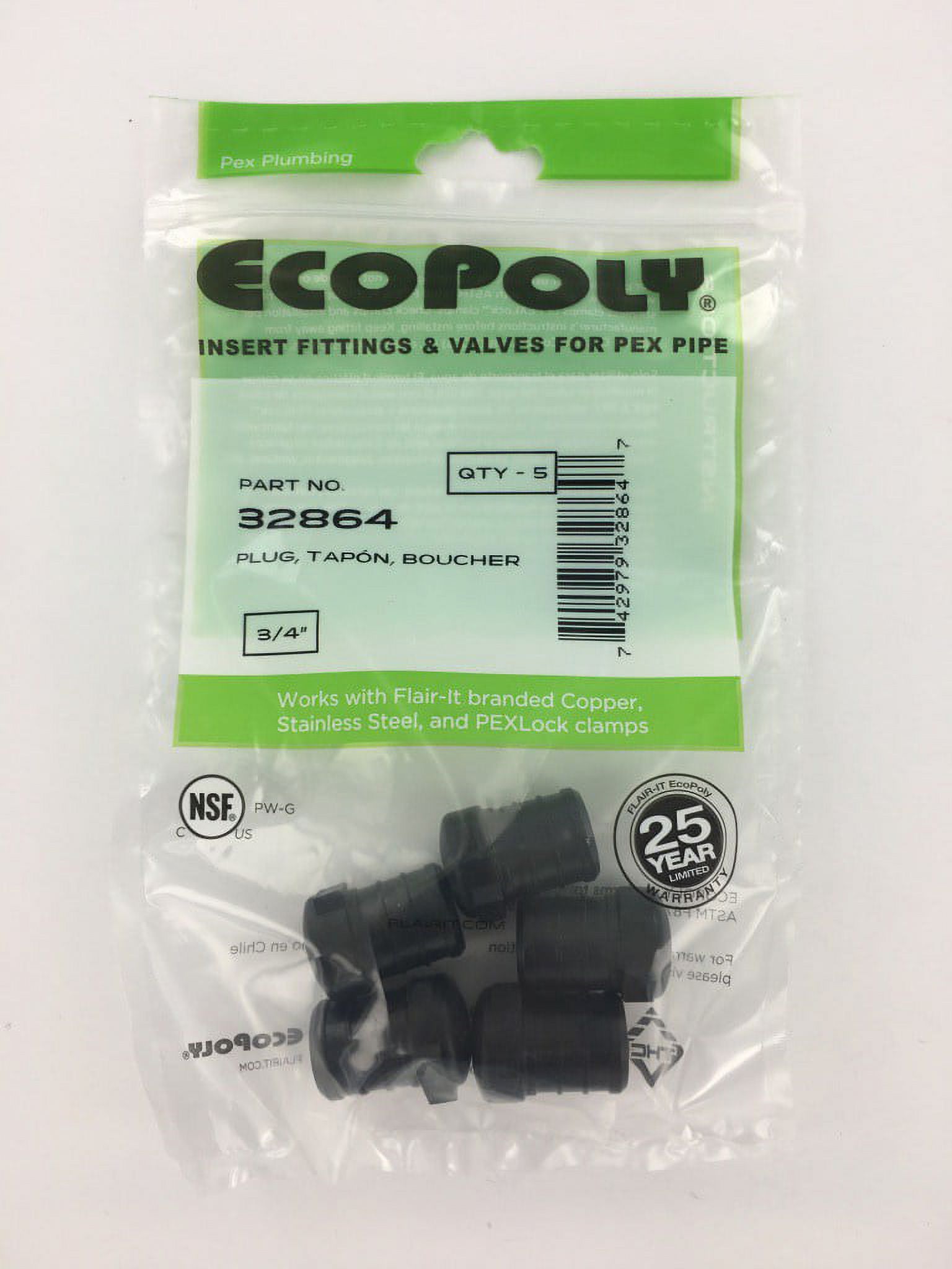 PEX Plug 3/4" 5-Pack - Walmart.com