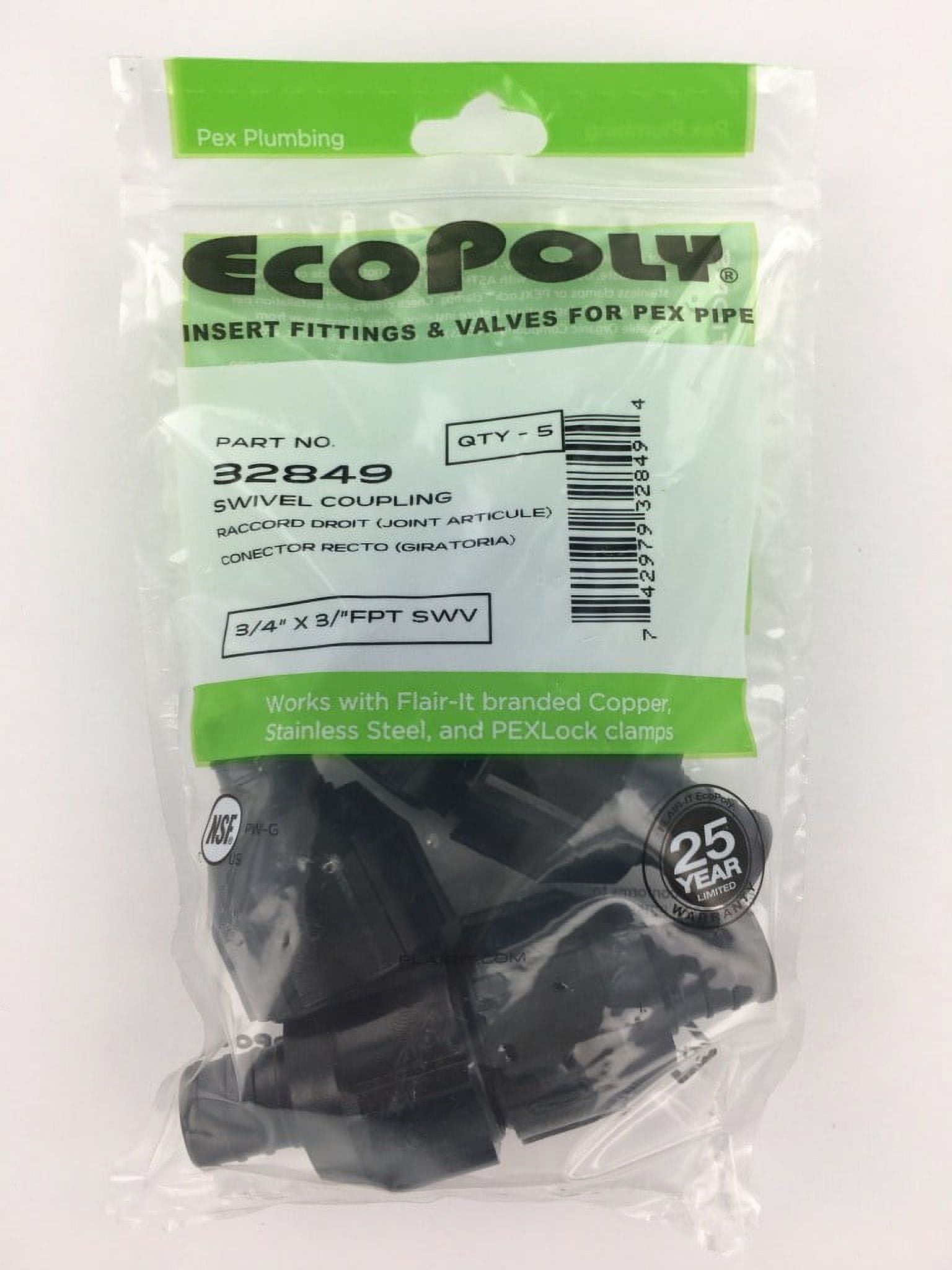 PEX Swivel Coupling 3/4" x 3/4" FPT Swivel 5-Pack - Walmart.com