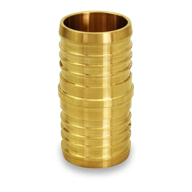 PEX X PEX Straight Coupling Barb Pipe Fitting, 5/8 Inch Brass (10 pack ...