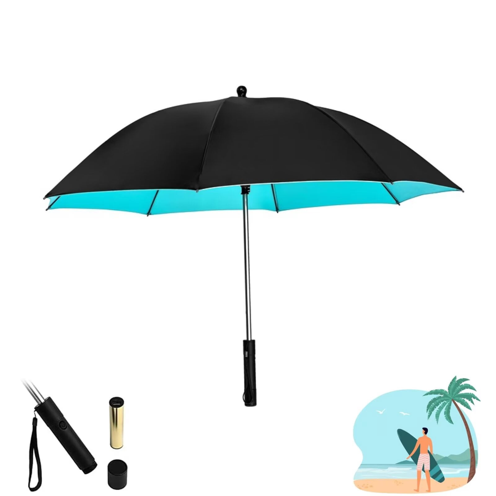 PEXIOAN 3 in 1 Umbrella with Fan,Portable Fan Umbrella With Uv ...