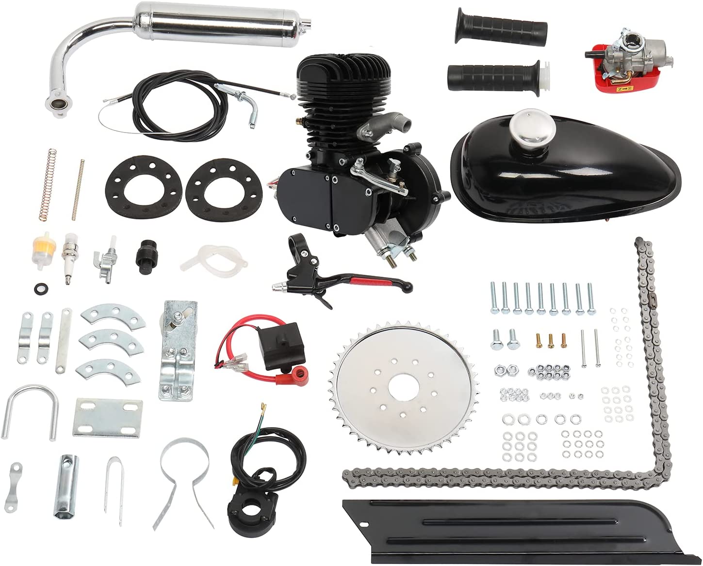 2 Stroke 100cc Bicycle Motor Kit Bike Motorized Petrol Gas Engine Set Black - Walmart.com
