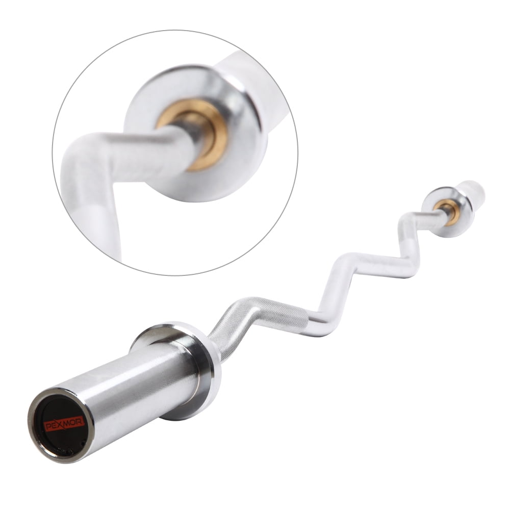 PEXMOR 2'' EZ Curl Bar 47 in. Solid Steel Olympic Weightlifting Barbell ...