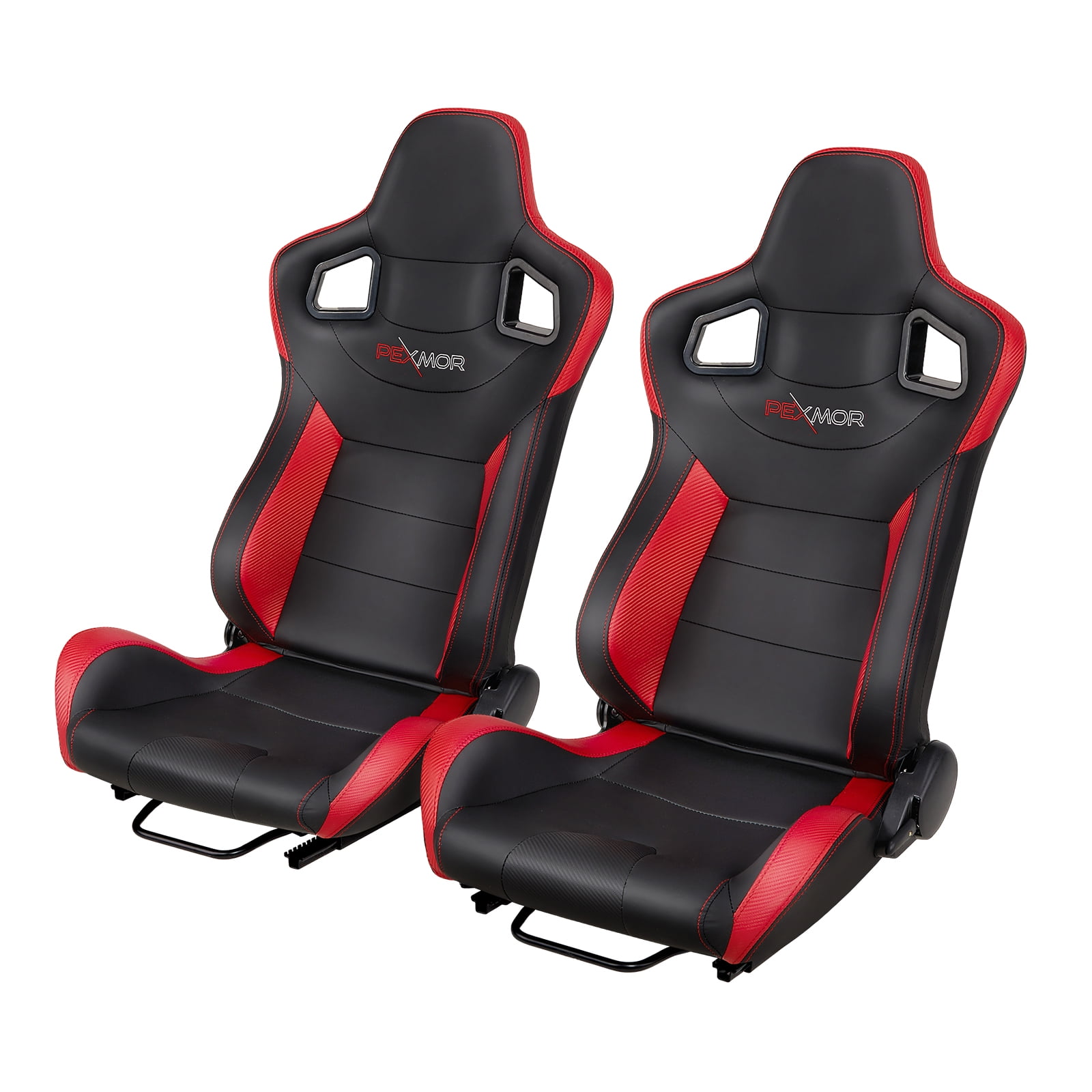 PEXMOR 2 Pieces Universal Racing Seats With Imitation Fur & Carbon ...