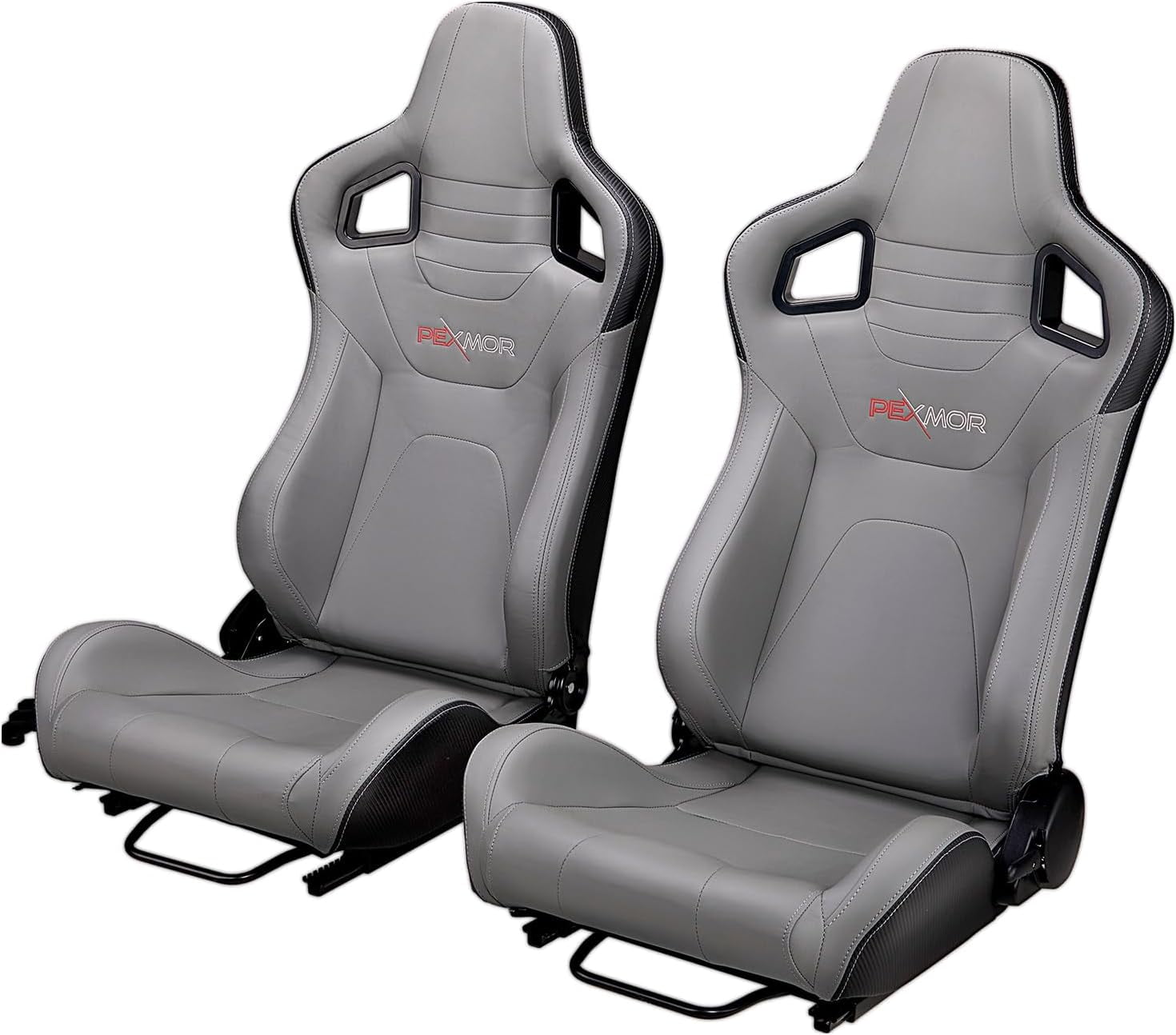 PEXMOR 2 Pieces Universal Racing Seats With PU & Carbon Leather ...