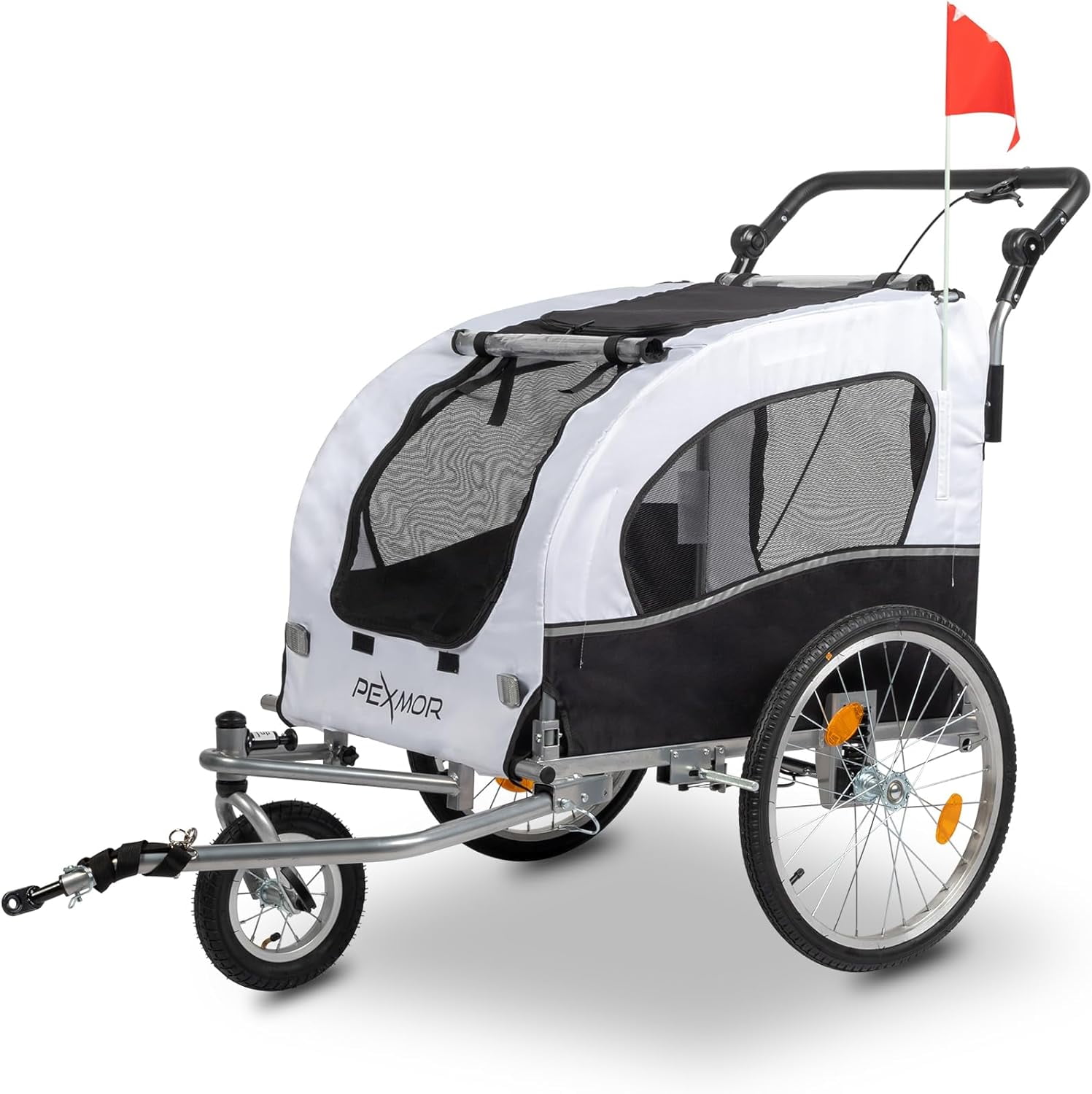 PEXMOR 2-in-1 Dog Bike Trailer, Pet Stroller Bike Trailer for Dogs w/Universal Hitch, Dog Cart ...