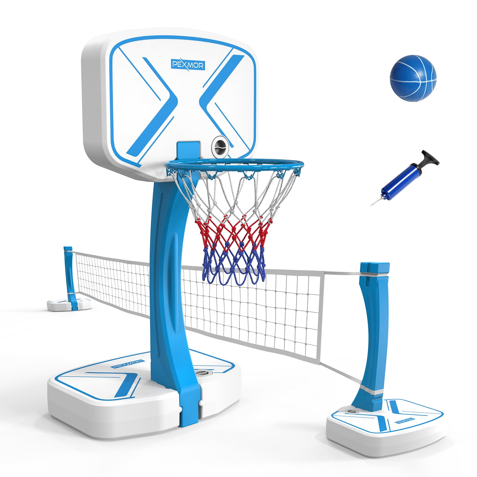 PEXMOR 2-in-1 Pool Basketball Hoop, Volleyball Net Game Set, Kids ...