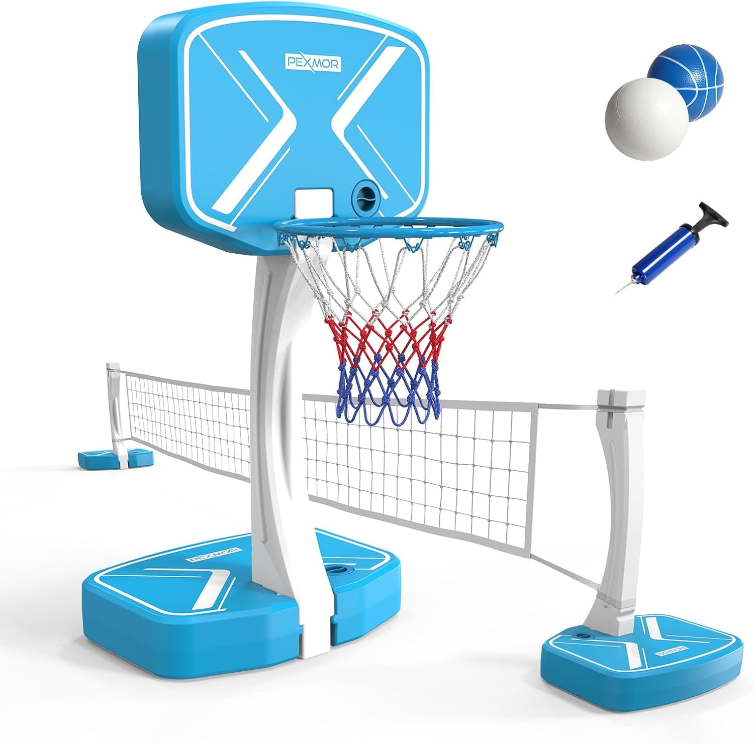 PEXMOR 2-in-1 Pool Basketball Hoop & Volleyball Net for Inground Pools ...