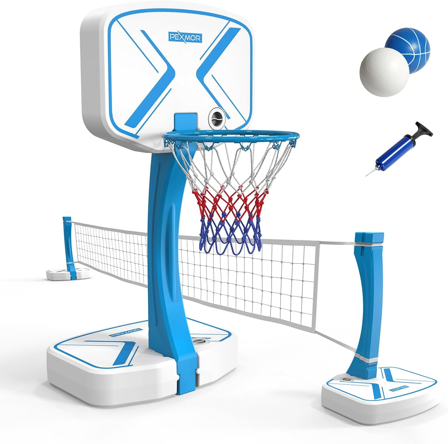 PEXMOR 2-in-1 Pool Basketball Hoop & Volleyball Net for Inground Pools ...