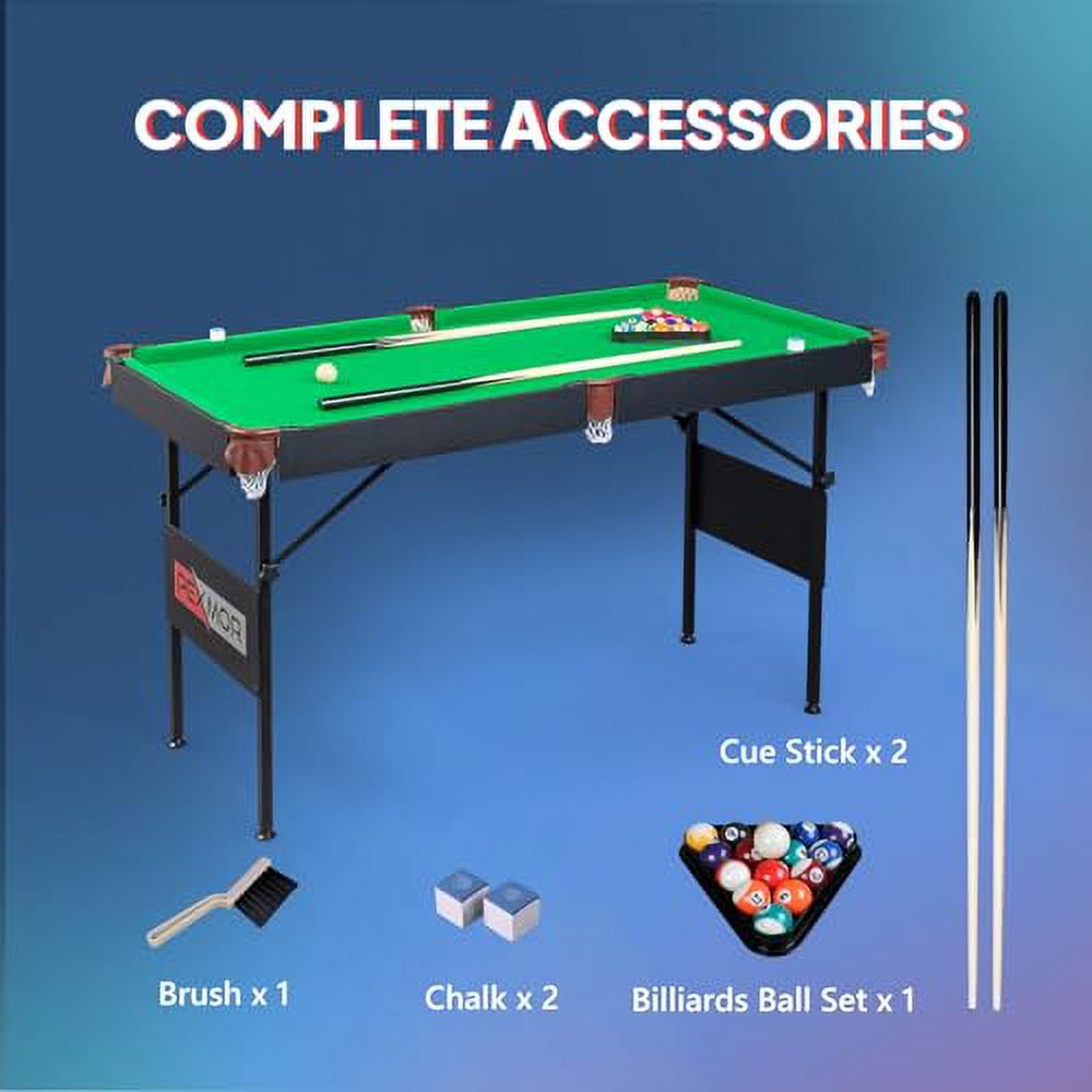 PEXMOR 55" Portable Folding Pool Table, 4.5ft Foldable Billiards Table ...