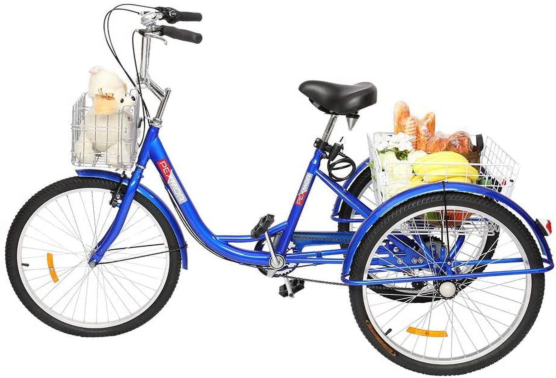 PEXMOR 7-Speed Adult Tricycle, 24/26 Inch 3-Wheeler with Foldable ...