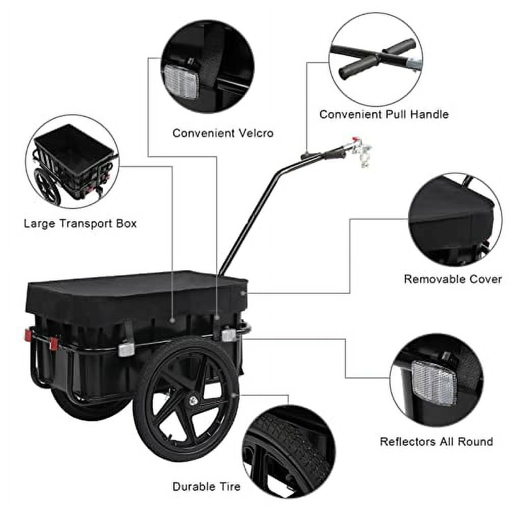 PEXMOR Bike Cargo Trailer with Removable Box & Waterproof Cover ...