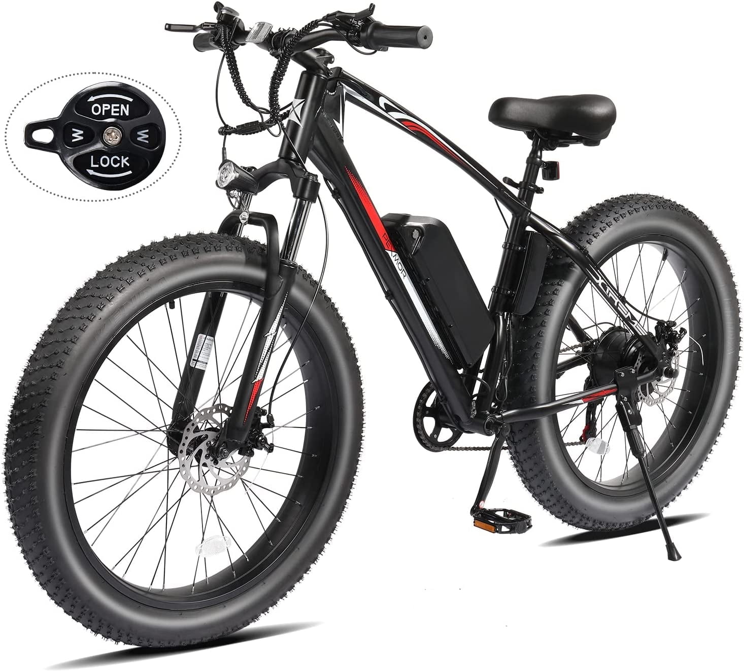 "PEXMOR Adult Electric MTB, 500W 48V 13AH, 26"" Wide Tire, 7-Speed ...