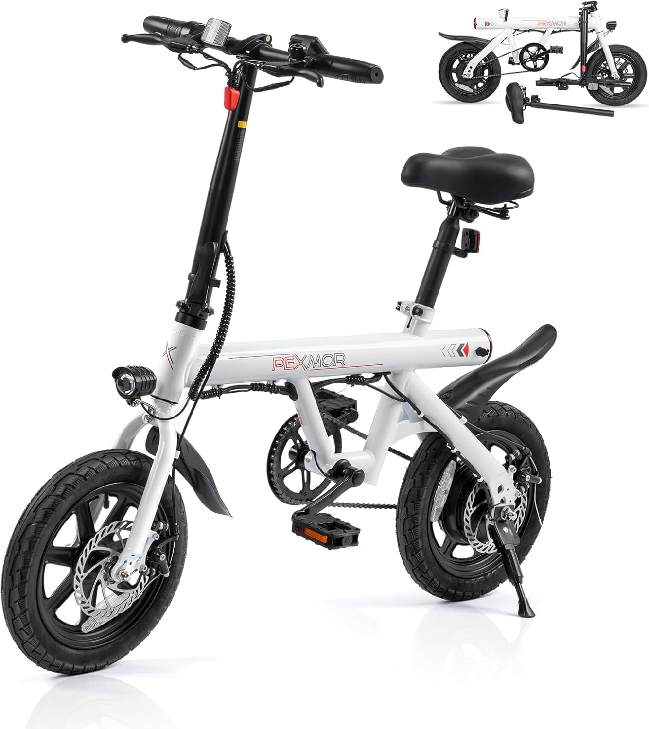 "PEXMOR 14"" Electric Bike with 350W Brushless Motor, Full Suspension, 36V 6AH Battery, UL2849 ...