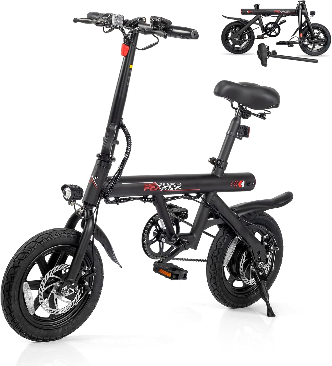 PEXMOR Electric Bike for Adults, 350W Motor (Peak 500W) Ebike 36V 6AH Battery, 14" Folding ...