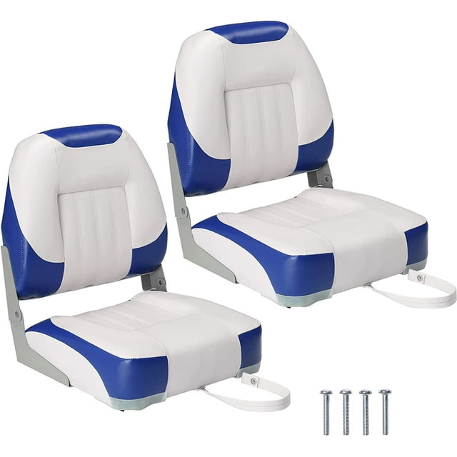 PEXMOR Foldable Boat Seats, 2 Pk Aluminum Plastic High/Low Back with ...