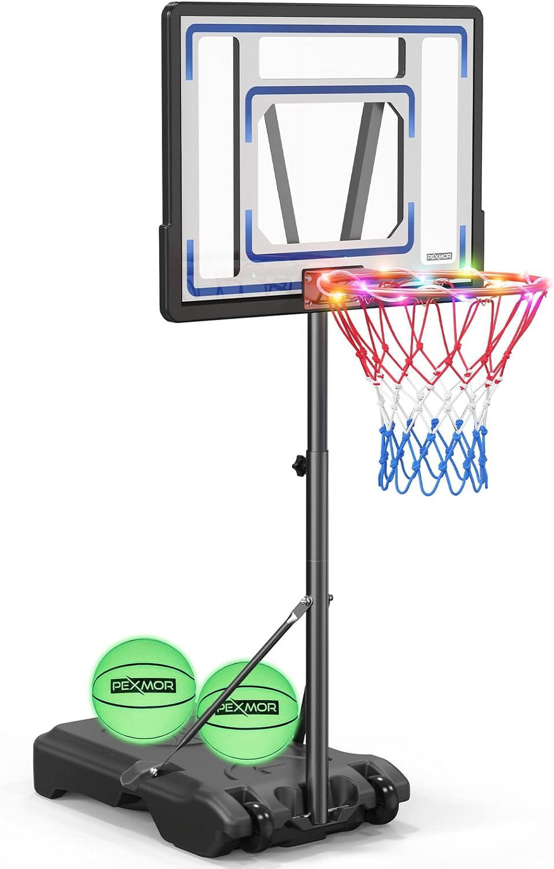 PEXMOR Pool Basketball Hoop Poolside w/Light & Remote Control, Portable ...