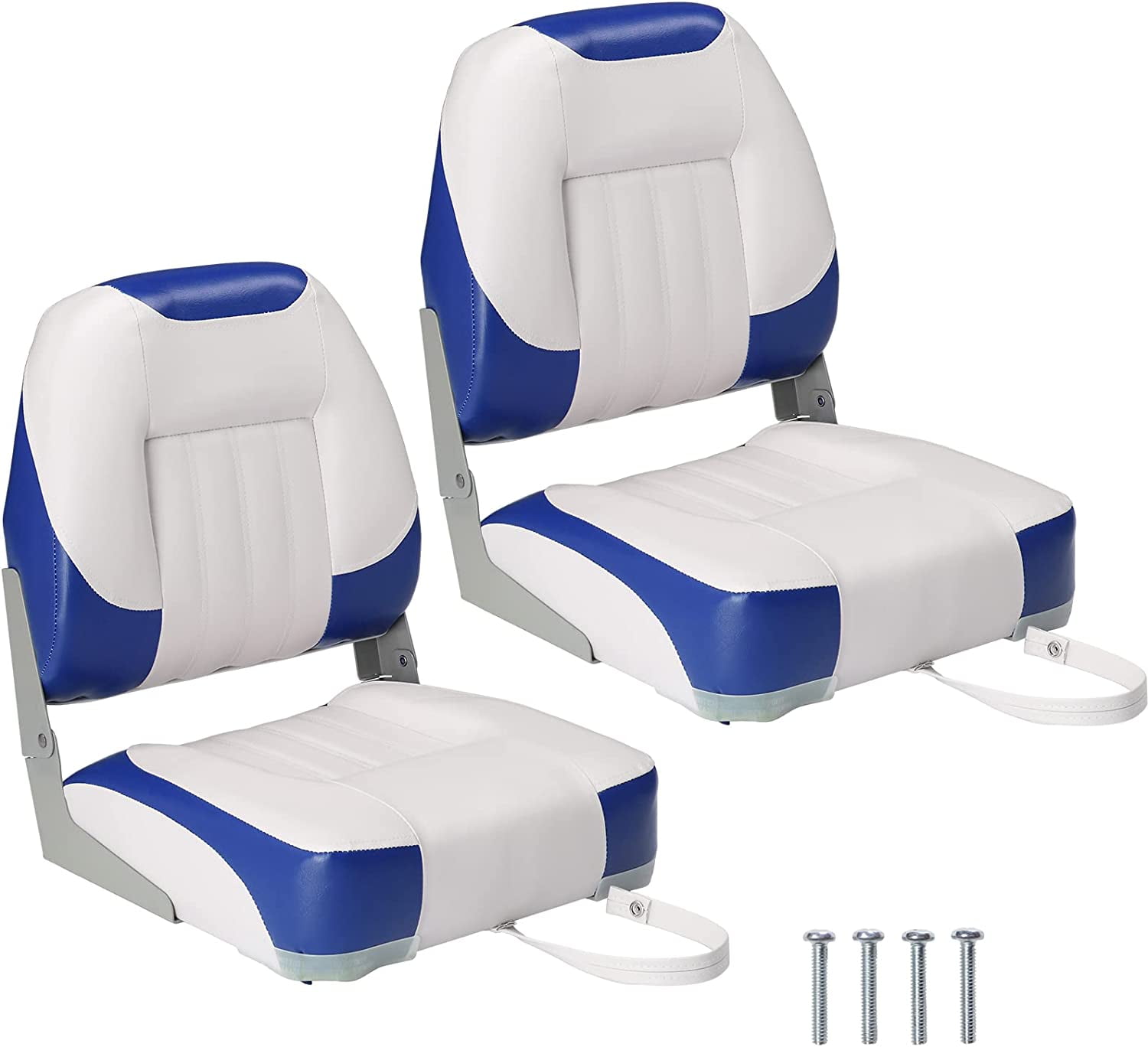 PEXMOR Foldable Boat Seats, 2 Pk Aluminum Plastic High/Low Back with ...