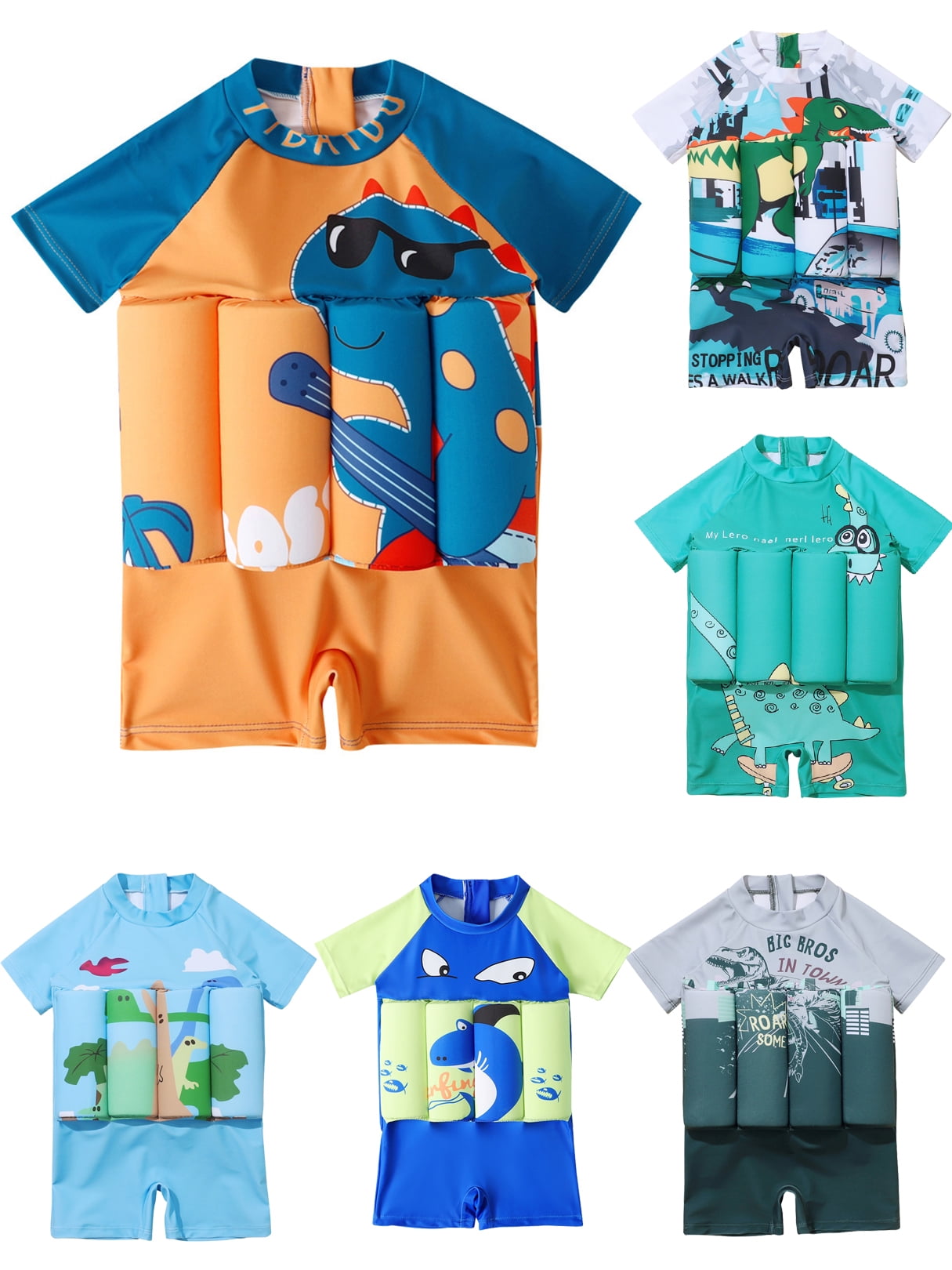 PEYAN 0-5T Toddler Baby Boy Short Sleeve Float Swimsuit Buoyancy Sticks ...
