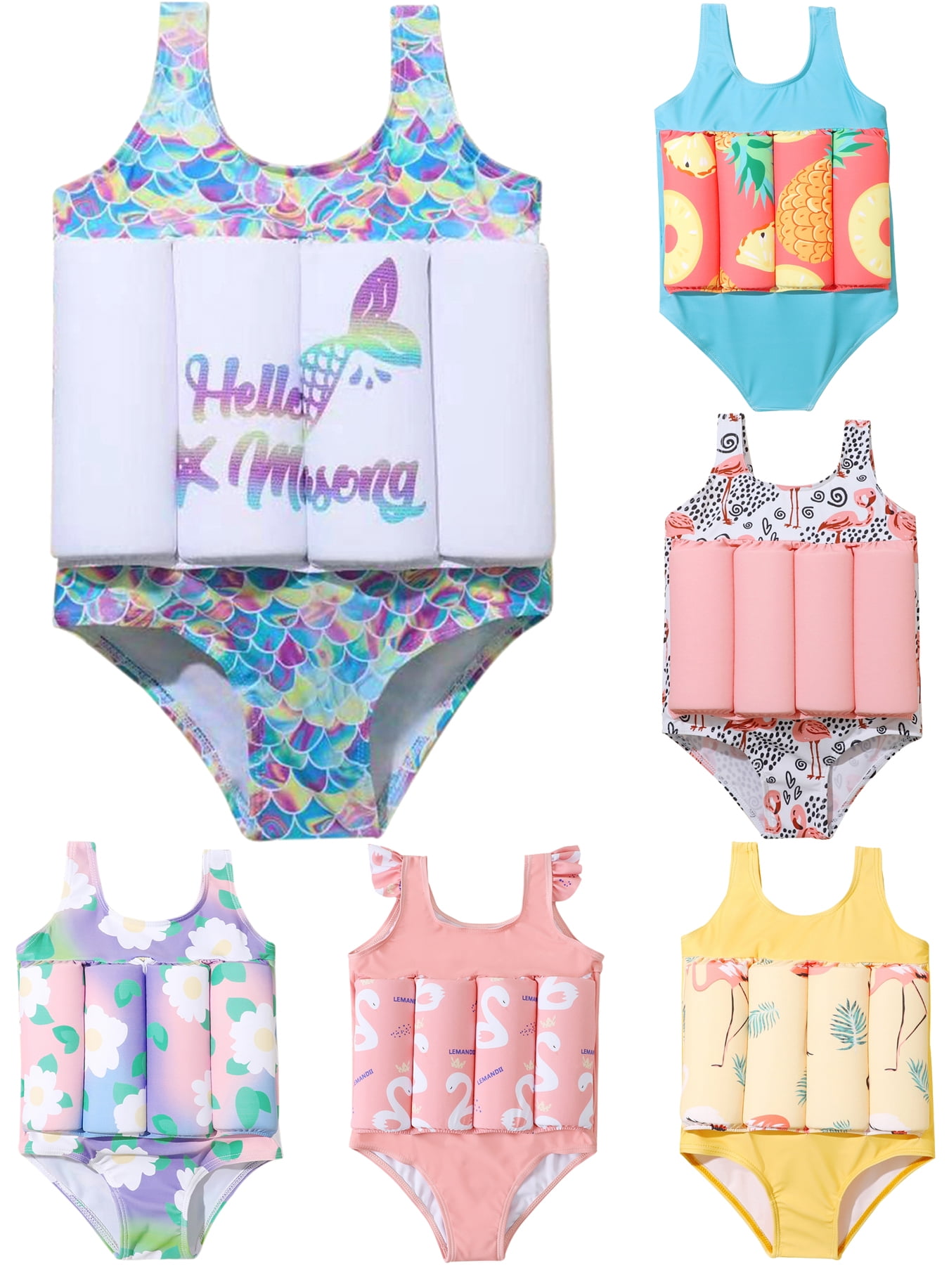PEYAN 0-6T Toddler Baby Girls Float Swimsuit Buoyancy Sticks for Kids ...