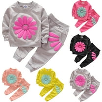 1-9Y Toddler Children Baby Girls 2 Piece Outfits Butterfly Sweatshirts Top and Pants Set School ...