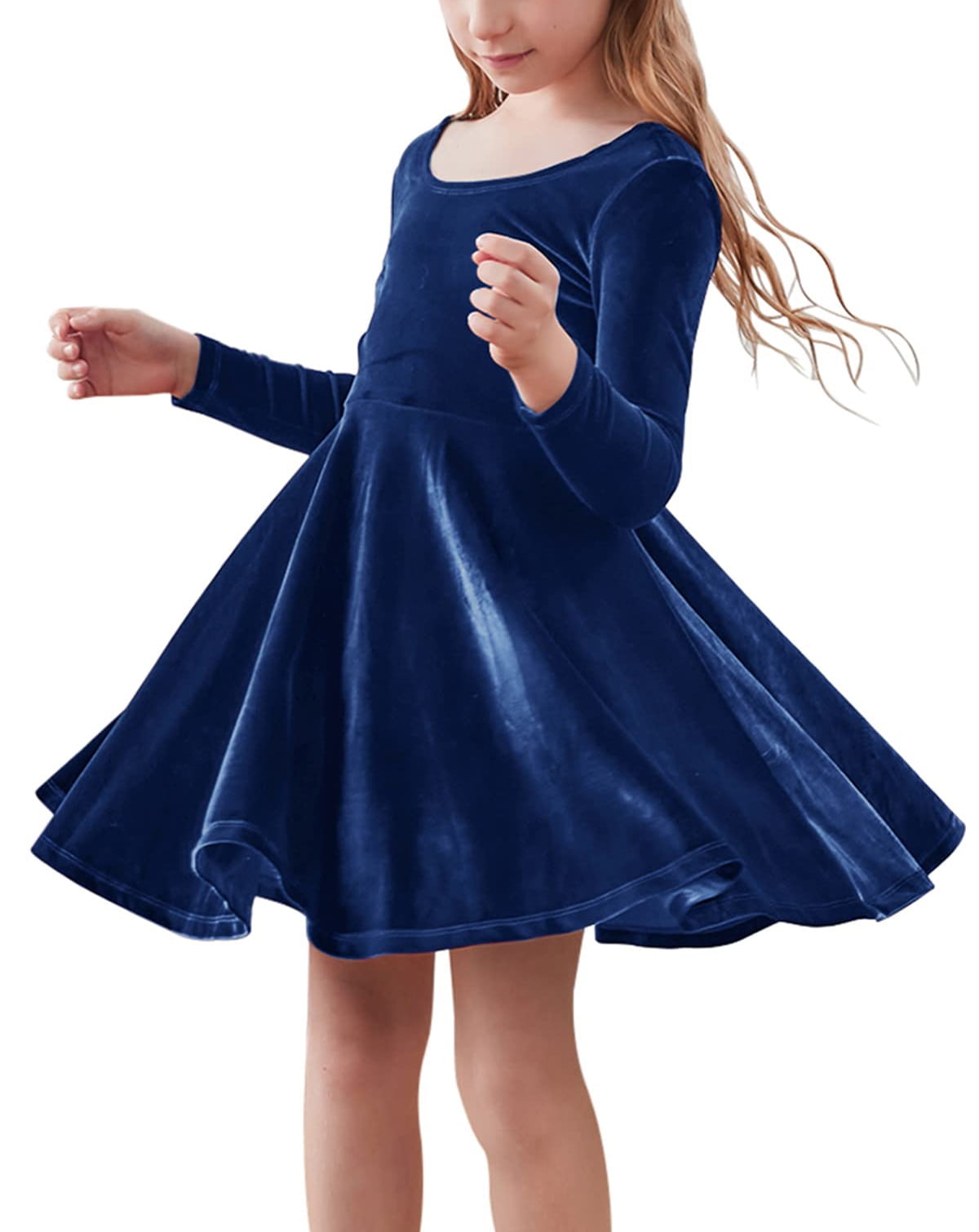 PEYAN 1-5T Toddler Baby Girls Velvet Twirl Dresses Long Sleeve Swing A ...