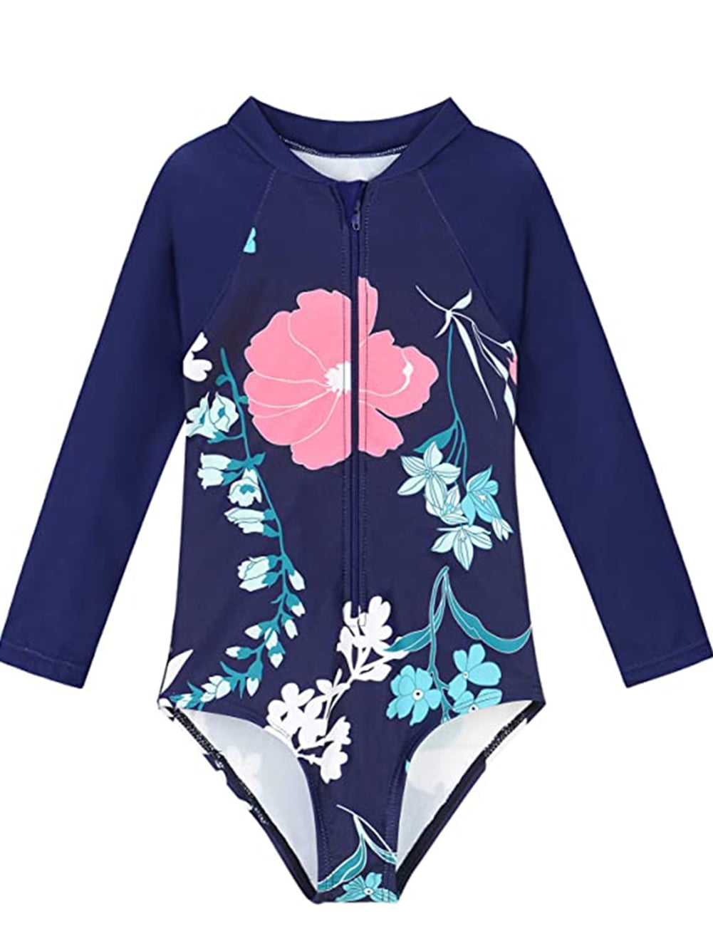 PEYAN 2-8T Toddler Little Girls Zipper Long Sleeve Rash Guard One Piece ...