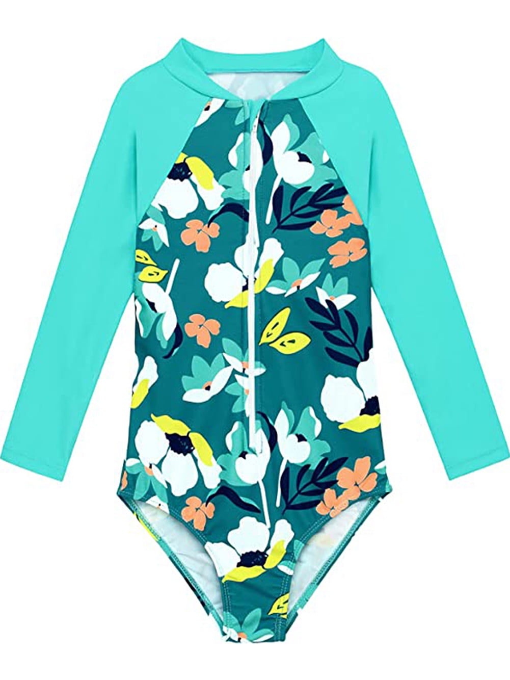 PEYAN 2-8T Toddler Little Girls Zipper Long Sleeve Rash Guard One Piece ...