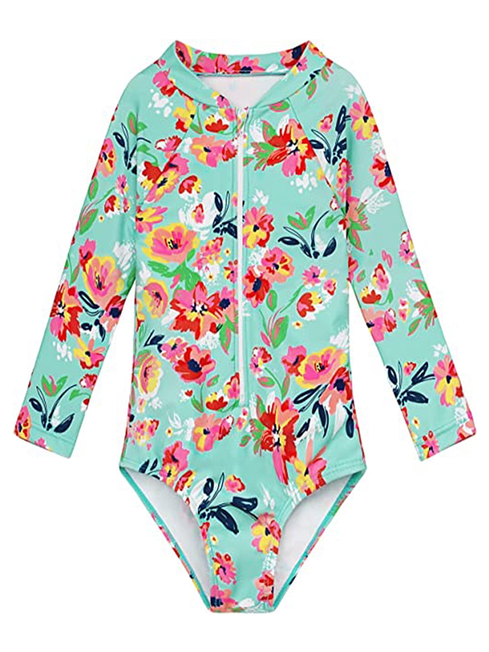 PEYAN 2-8T Toddler Little Girls Zipper Long Sleeve Rash Guard One Piece ...