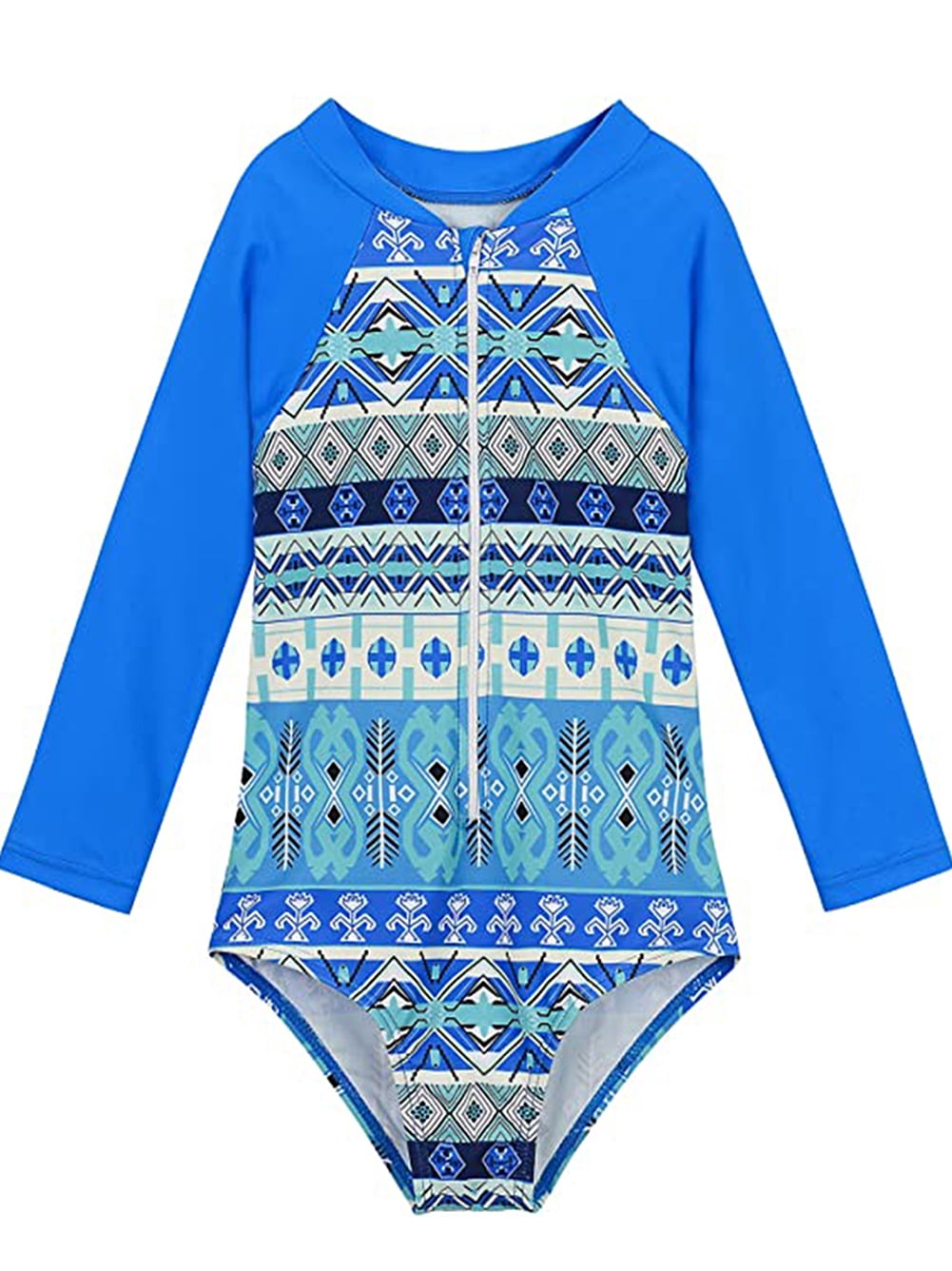 PEYAN 2-8T Toddler Little Girls Zipper Long Sleeve Rash Guard One Piece ...