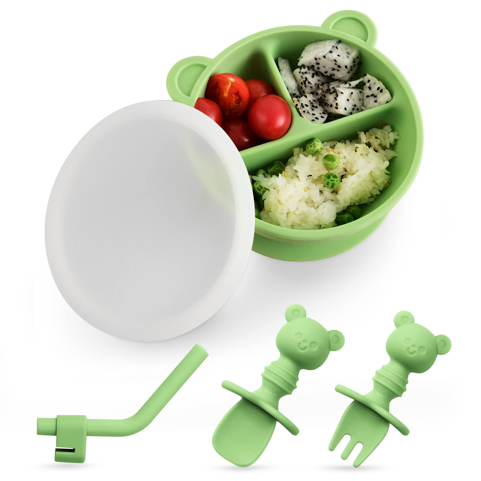 PEYAN Baby Suction Bowls Silicone Baby Feeding Set - Bowls + Lid ...