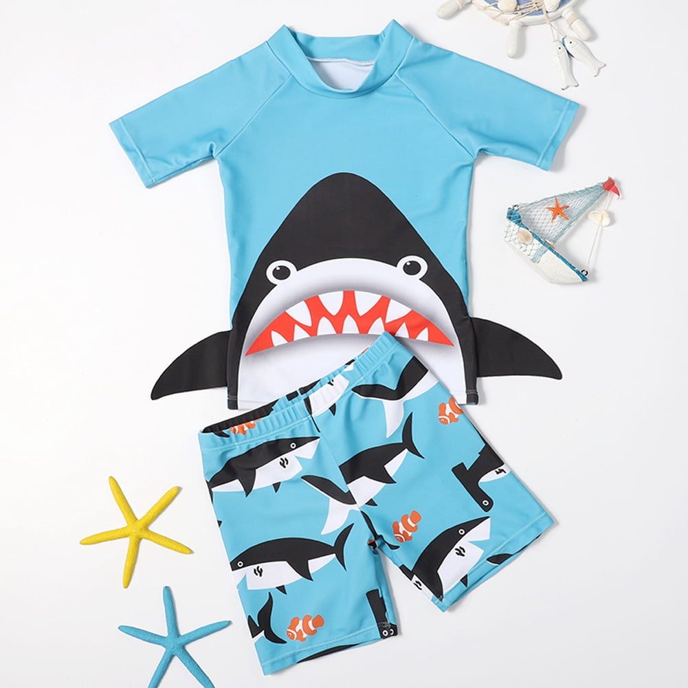 PEYAN Toddler/Baby Boys Swimsuit Bathing Suits Set 2-Piece Short Sleeve ...